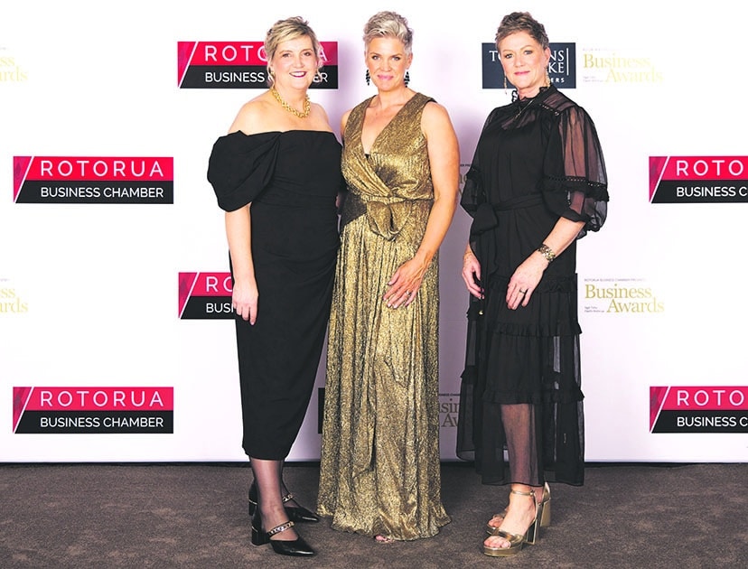 Melanie Short, Rotorua Business Chamber, Philly Angus, MC & Aly Bennett ...